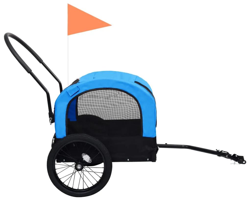 Vozík pro psa za kolo a na běhání 2 v 1 modrý a černý
