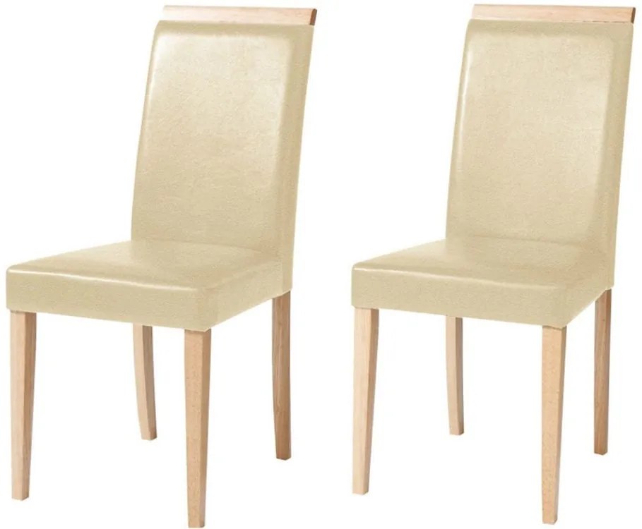 Danish style Jídelní židle Reve (SET 2 ks), krémová / přírodní dřevo