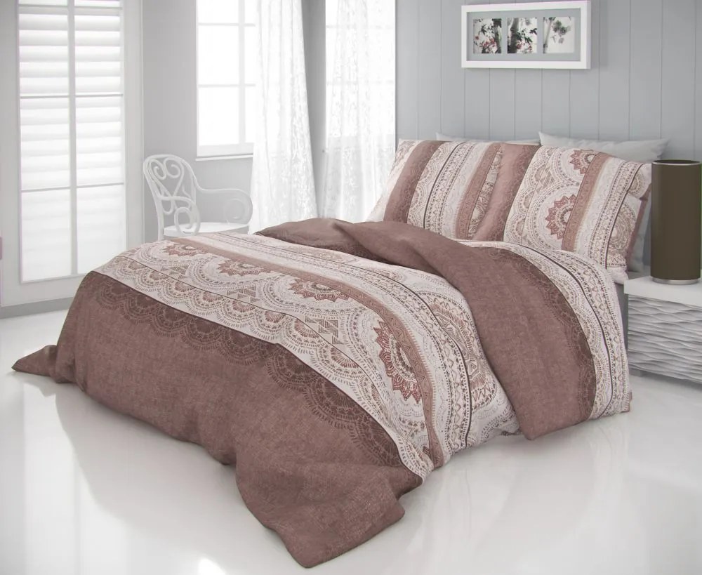 Kvalitex Saténové prodloužené povlečení LUXURY COLLECTION 140x220, 70x90cm CARMELA béžová