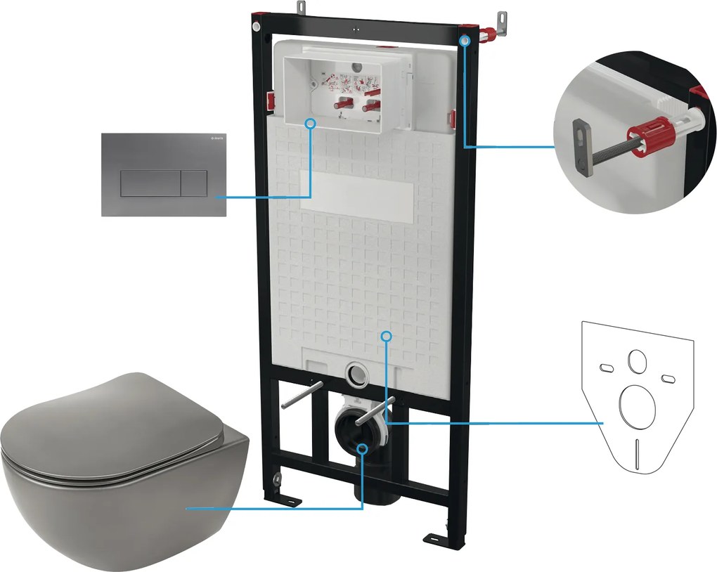 Deante WC set Peonia 6v1, podomítkový systém + toaleta -
