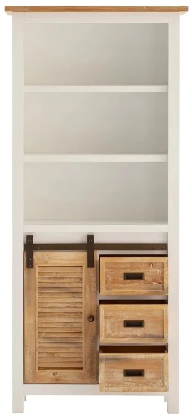 furniture-nabytek.cz - Masivní vysoká skříňka do koupelny Caprino z borovice a MDF, lakovaná, bílá a hnědá – 80×35×180 cm