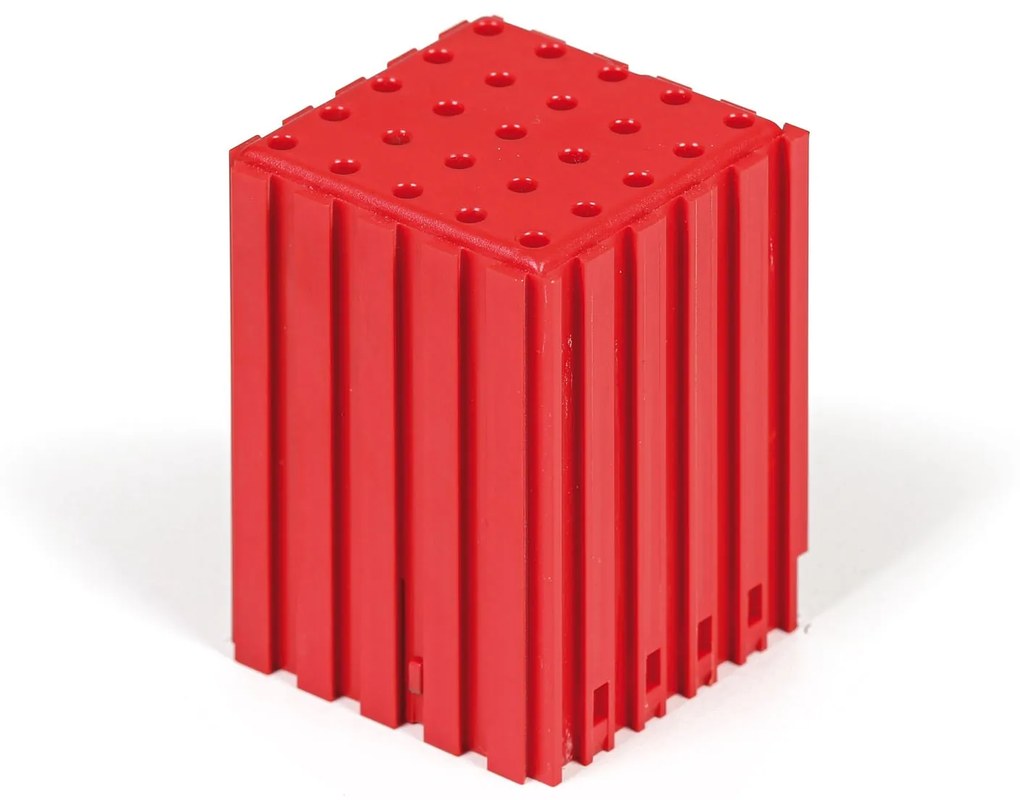Plastový box na nářadí s válcovou stopkou D6, modul 5x5, 9 dutin, červená
