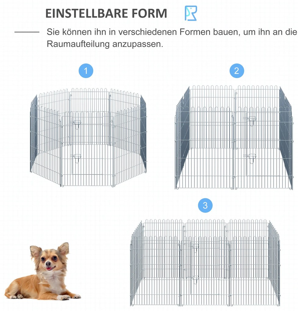 PawHut volný výběh pro štěňata 8dílný výběh a ohrádka pro štěňata, 63x76 cm, bezpečný a stabilní| Aosom