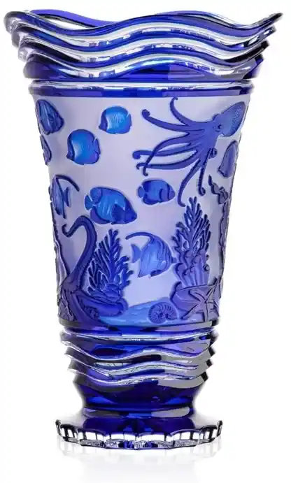 Bohemia Crystal Ručně broušená váza Ocean Modrá 305mm | BIANO