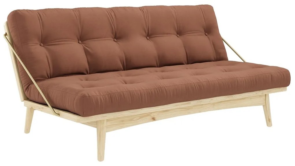 Pohovka Folk Sofa Bed Clear lacquered/Clay brown 100 × 190 × 90 cm