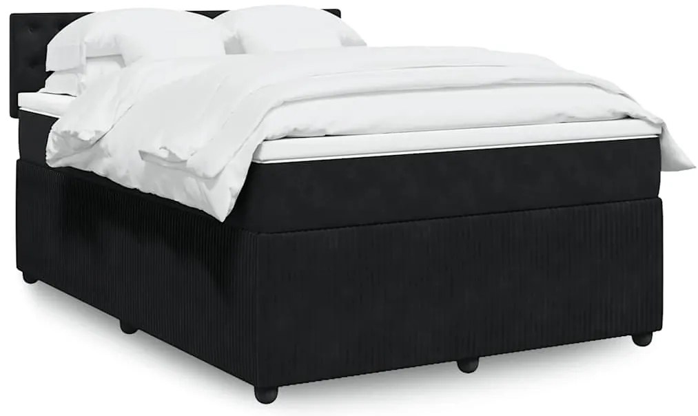 Box spring postel s matrací černá 140x200 cm samet 3287772