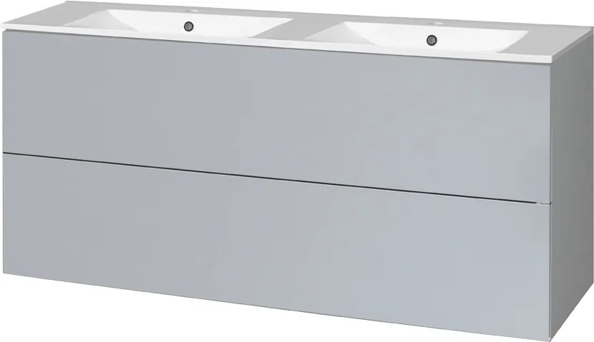 Mereo Mereo, Aira, koupelnová skříňka s keramickým umyvadlem 121 cm, bílá, dub, šedá, CN733