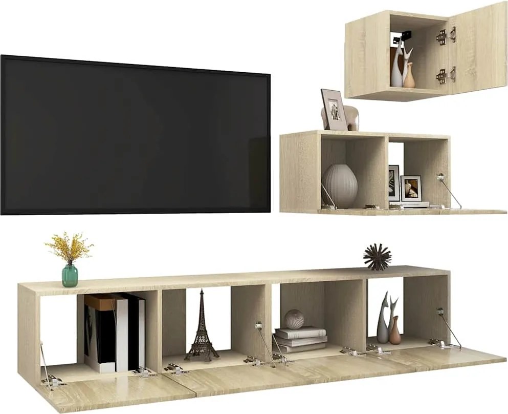 4dílný set TV skříněk dub sonoma kompozitní dřevo 3079050