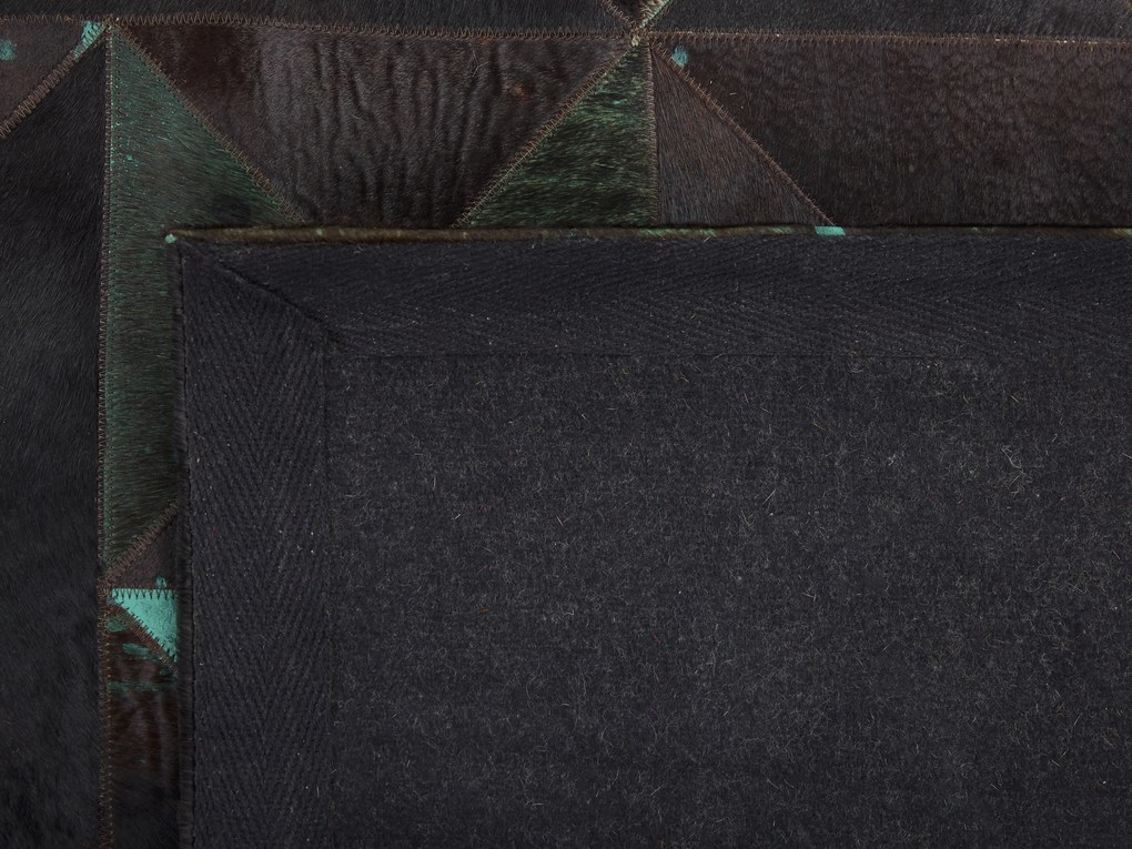 Koberec kožený hnědý/tyrkysový 140 x 200 cm ATALAN Beliani
