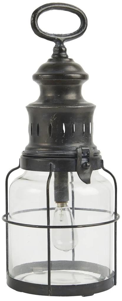 IB LAURSEN Kovová lucerna LED Lantern Glass, černá barva, sklo, kov, plast