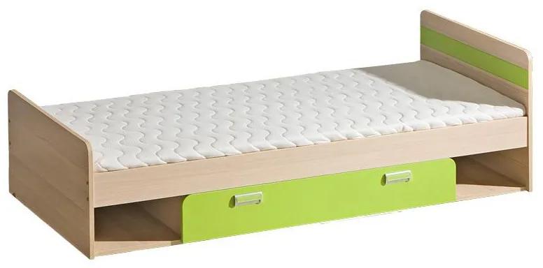 Casarredo LIMO L13 postel s úložným prostorem jasan/zelená