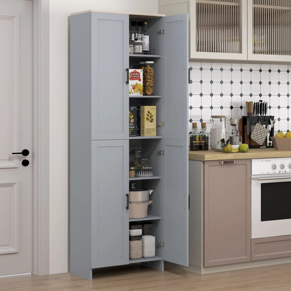 HOMCOM Kuchyňská Skříň Vysoká Komoda Buffet Úložná Skříň Moderní Styl S Víceúložným Prostorem a 4 Dveřmi a Nastavitelnými Policemi, 60 x 30 x 170,5 c…