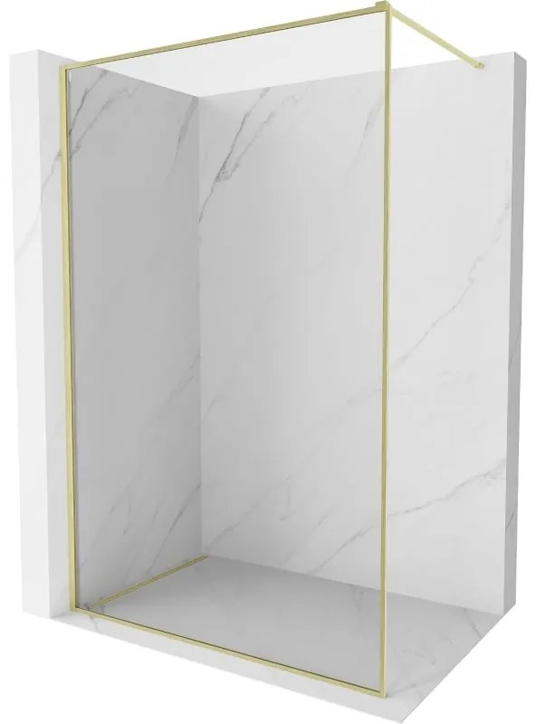 Mexen, Mexen Kioto-XF sprchová stěna s rámem 90 x 202 cm, průhledná 10 mm, broušené zlato - 800-090-104-55-00-X