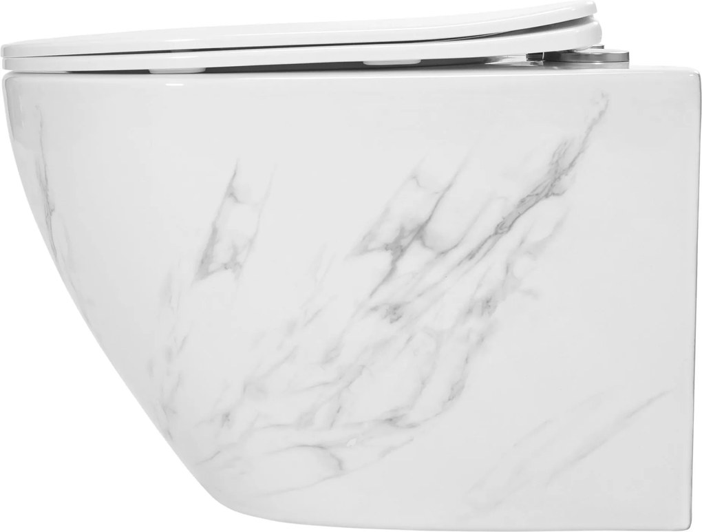 Rea Carlos Nature Marble, závěsná WC mísa Rimless 495x370x355 mm, imitace kamene, REA-C6606