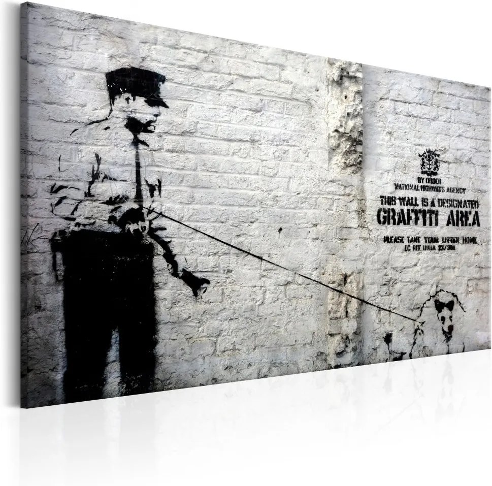 Obraz na plátně Bimago - Graffiti Area (Police and a Dog) by Banksy 120x80 cm