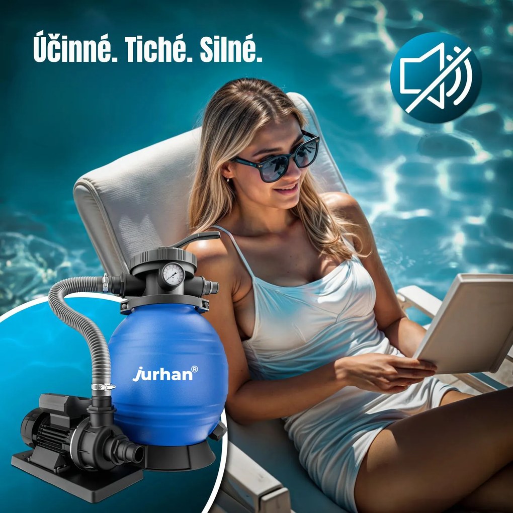 Písková filtrace k bazénu AQUA, 10 200 l/h, modrá Jurhan