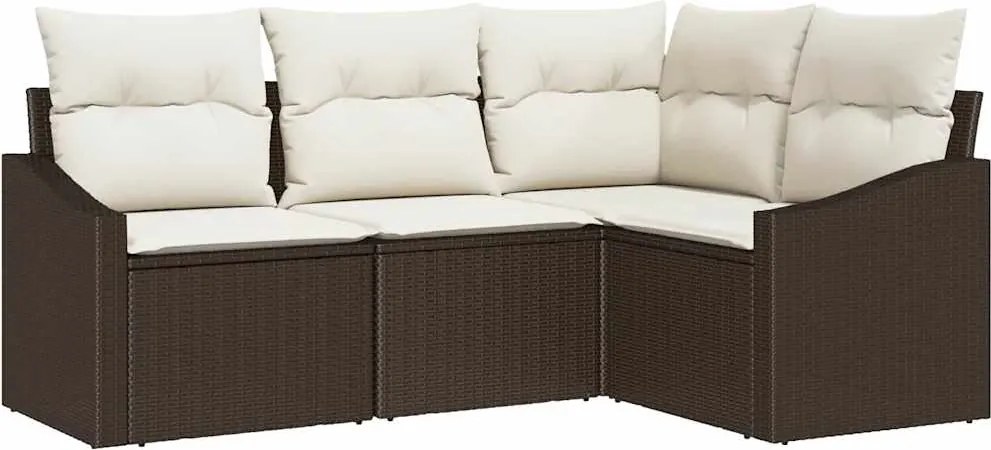 Set pohovek 4 ks Hnědá polyratan 3346698