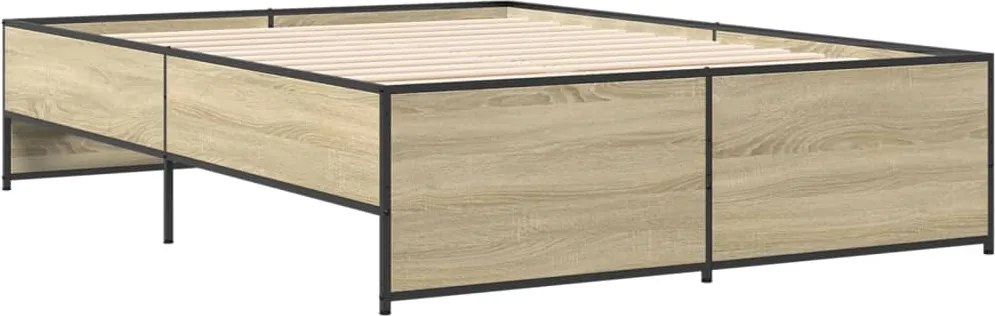 Rám postele dub sonoma 140 x 190 cm kompozitní dřevo a kov 3279898