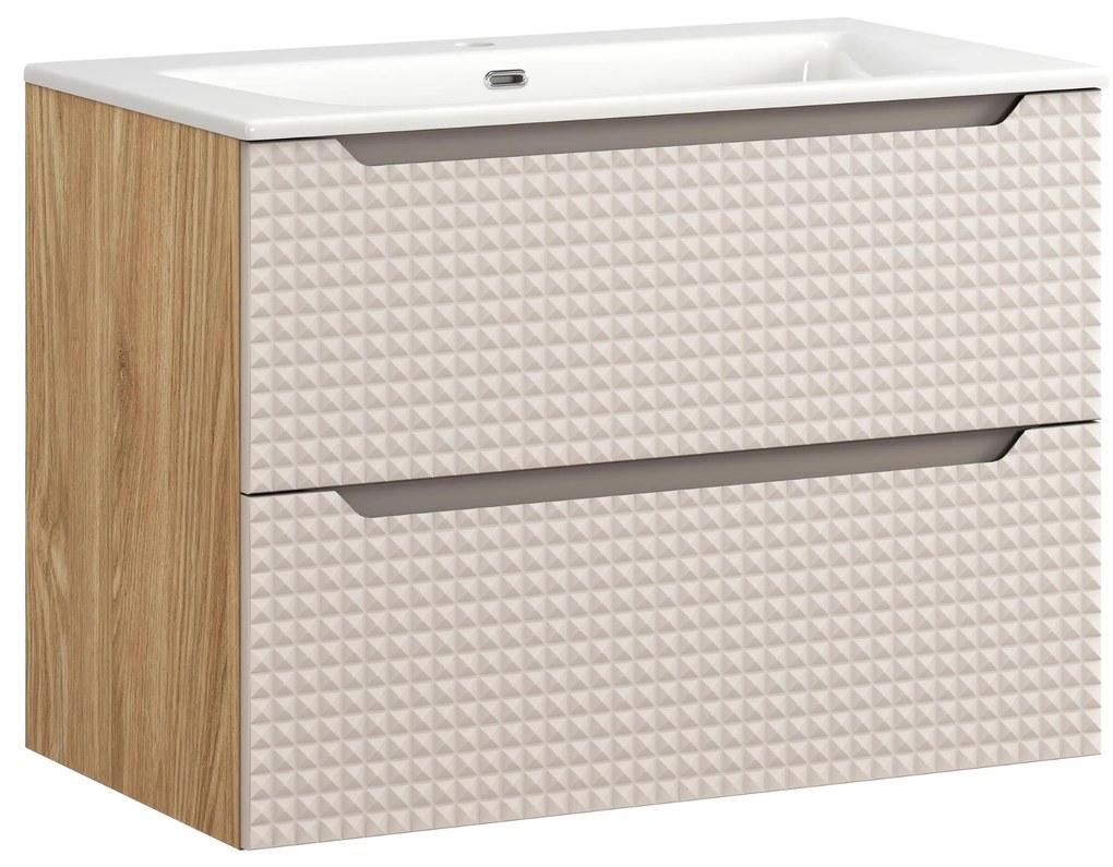Comad Koupelnová skříňka s keramickým umyvadlem Luxor Beige 80 cm - béžová