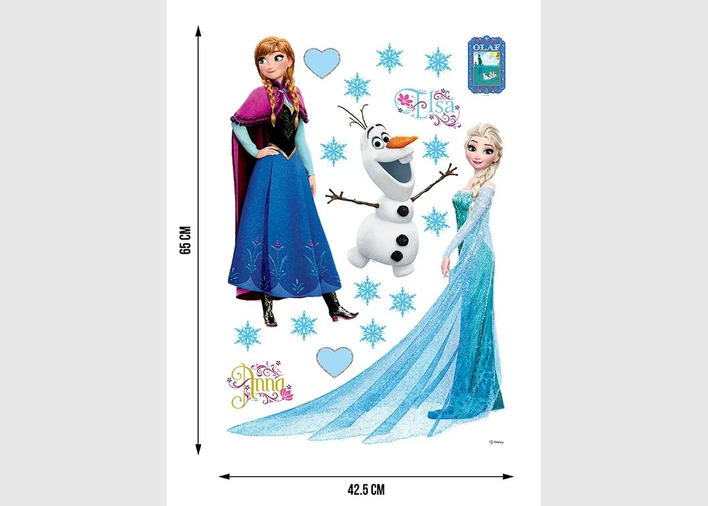 Dětská samolepka na zeď Ledové Království – Elsa, Anna a Olaf, Disney | 42.5 x 65 cm | DDK 1729