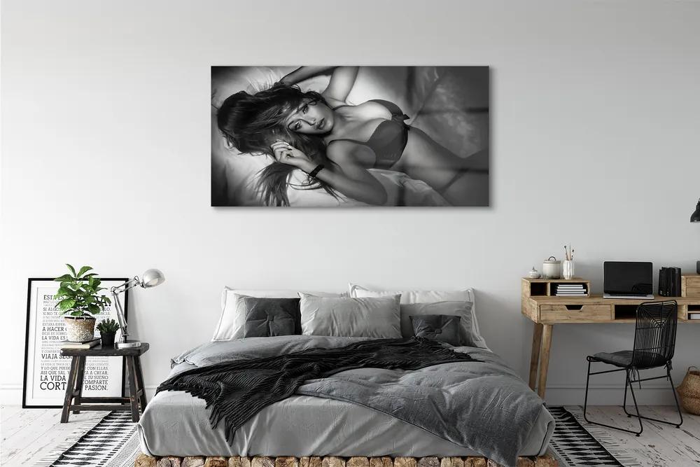 akrylový obraz Žena černé a bílé 140x70 cm