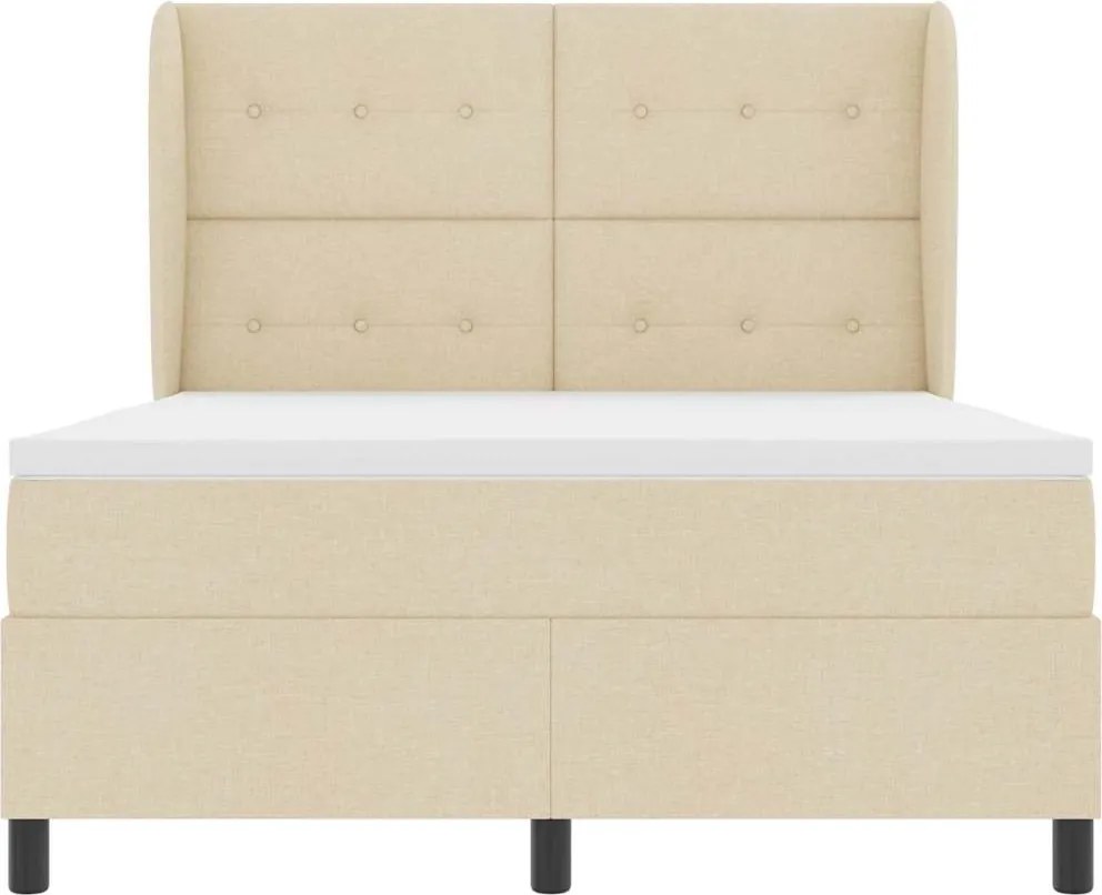 Postel s boxspringem s čelo Krémová 160 x 200 cm textil 3340576