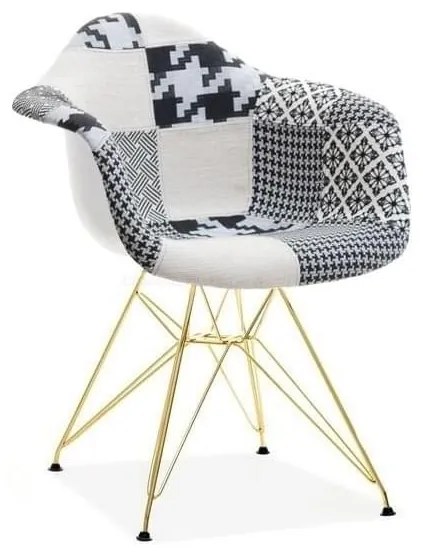 design4life Jídelní židle-křeslo TAMPA patchwork-zlatá