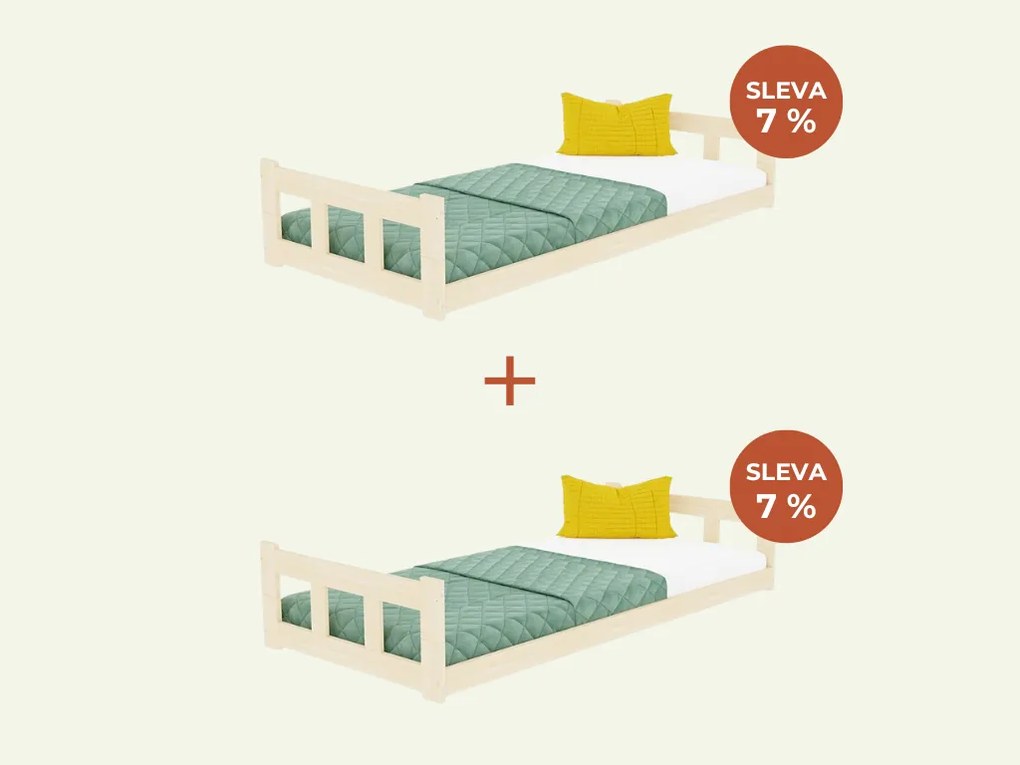Benlemi Nízké postele FENCE 2v1 pro dvě děti Zvolte barvu: Bílá, Zvolte rozměr: 80x160 cm