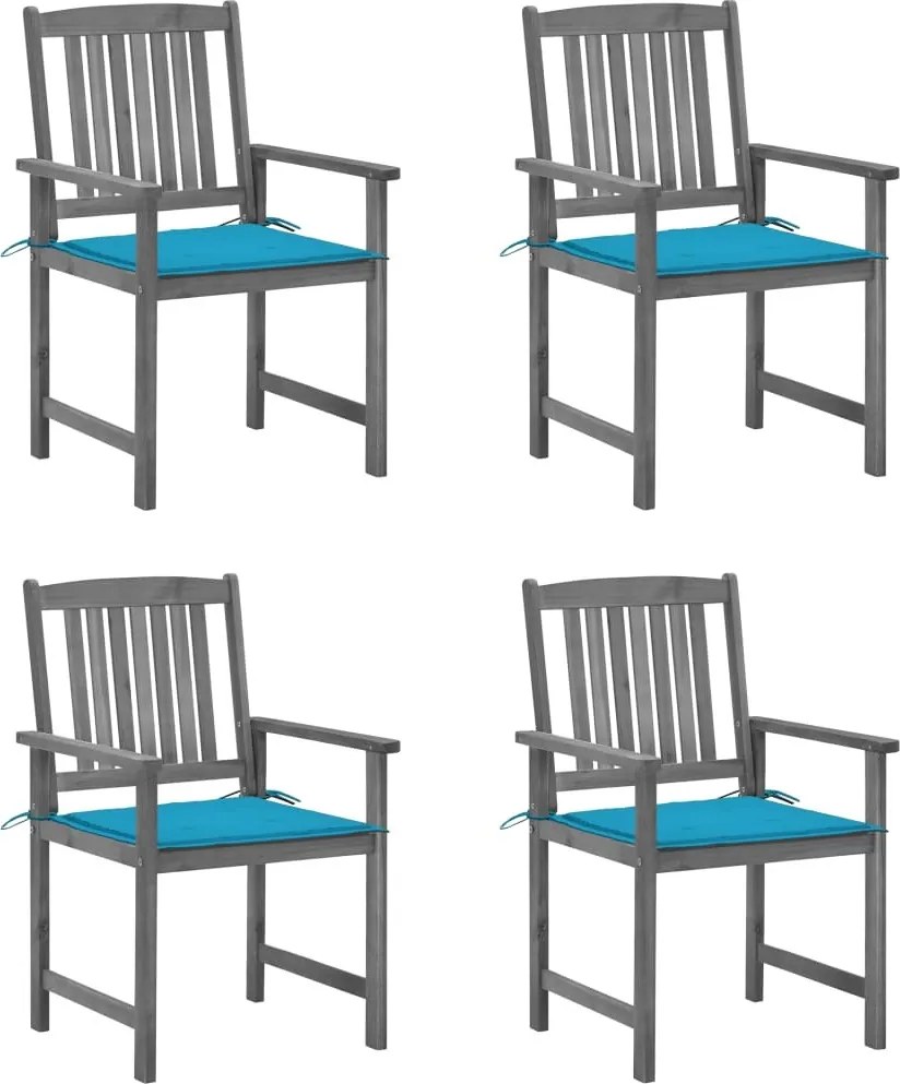 vidaXL Zahradní židle s poduškami 4 ks masivní akáciové dřevo [3061228] Barva: Vzor šedá kostka