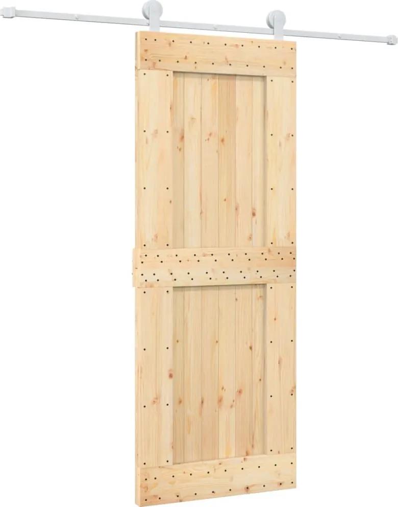 vidaXL Posuvné dveře s kováním 80 x 210 cm masivní borové dřevo [3203111]