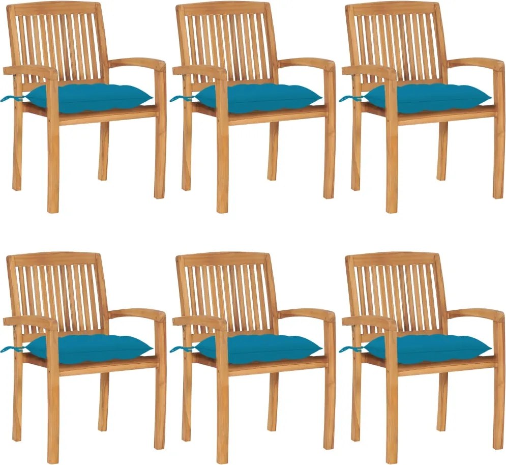 Stohovatelné zahradní židle s poduškami 6 ks masivní teak 3073271