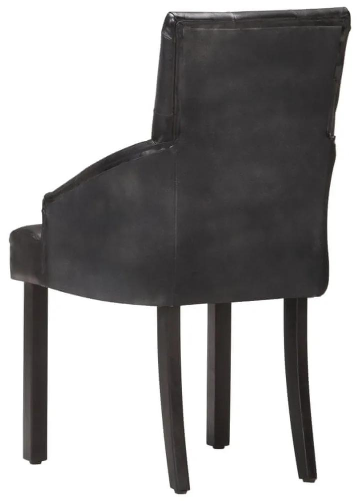 Petromila Jídelní židle 2 ks černé pravá kozí kůže