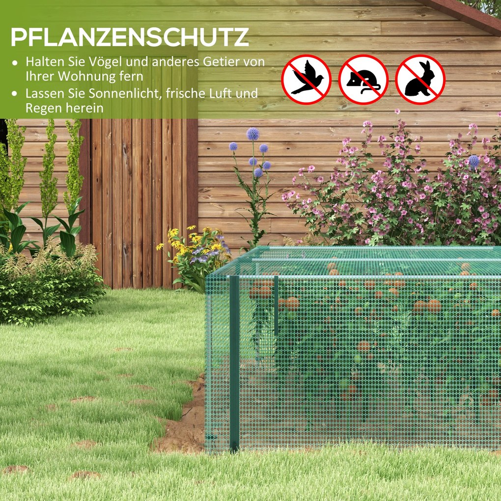 Outsunny stan na ochranu rostlin 1,25 x 3,73 m s dveřmi na zip, větruodolná síť proti hmyzu pro zeleninu a rostliny, síť proti škůdcům | Aosom.de