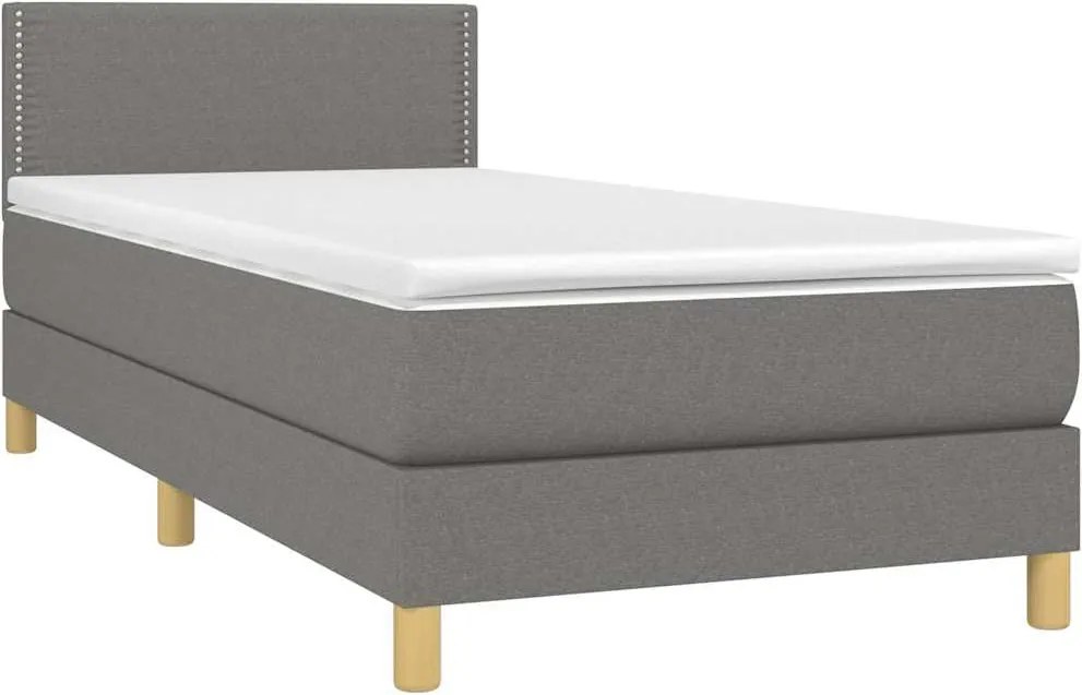 Box spring postel s matrací a LED tmavě šedá 100x200 cm textil 3133614