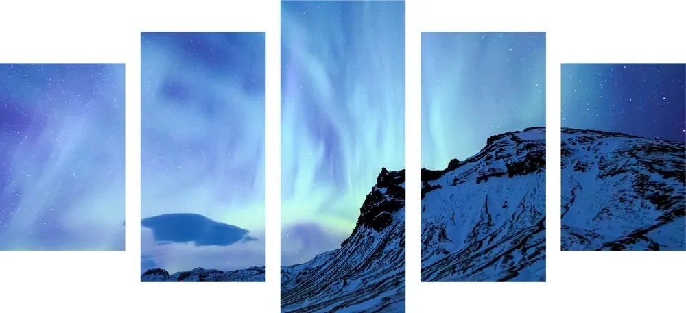 5-dílný obraz severské polární světlo - 200x100 cm