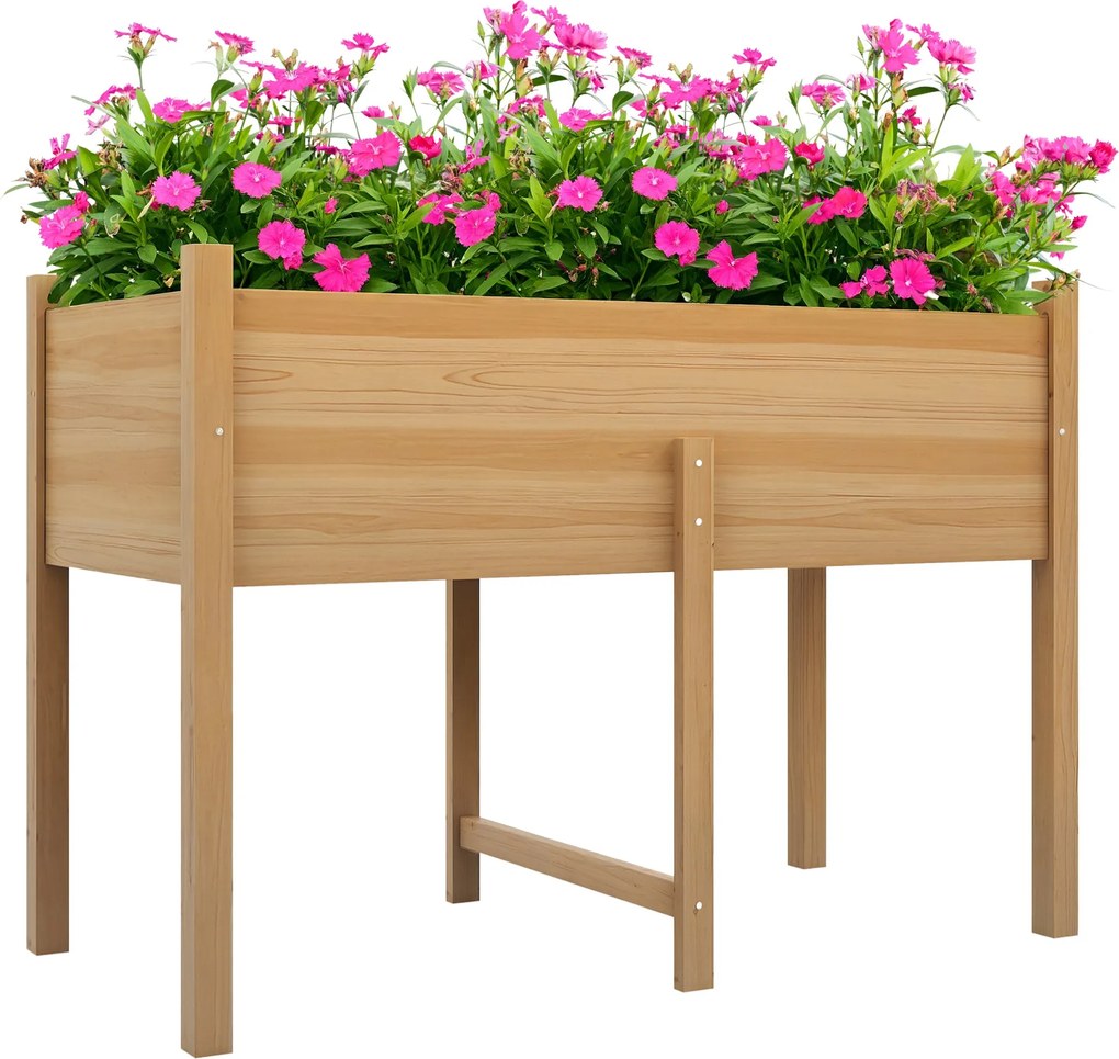 Outsunny Vyvýšený městský zahradní dřevěný pěstební stůl 115x55x80 cm s netkanou textilií pro pěstování rostlin, květin a zeleniny | Aosom