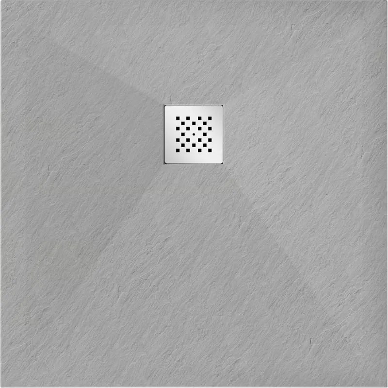 Mexen Stone+ kompozitová čtvercová sprchová vanička 90 x 90 cm, šedá-beton - 44619090