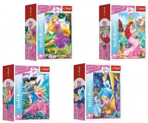 Minipuzzle 54 dílků Dobrodružný svět princezen 9 x 6,5 x 4cm