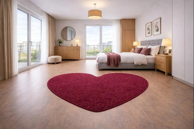 Vopi, Kusový koberec Eton fialový srdce, 100x120 srdce, fialová