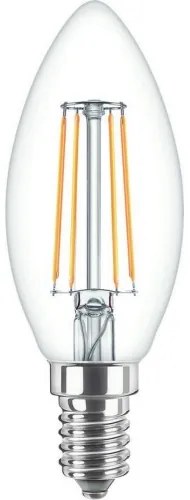 LED žárovka E14 Philips Classic Filament B35 4,3W (40W) teplá bílá (2700K), svíčka
