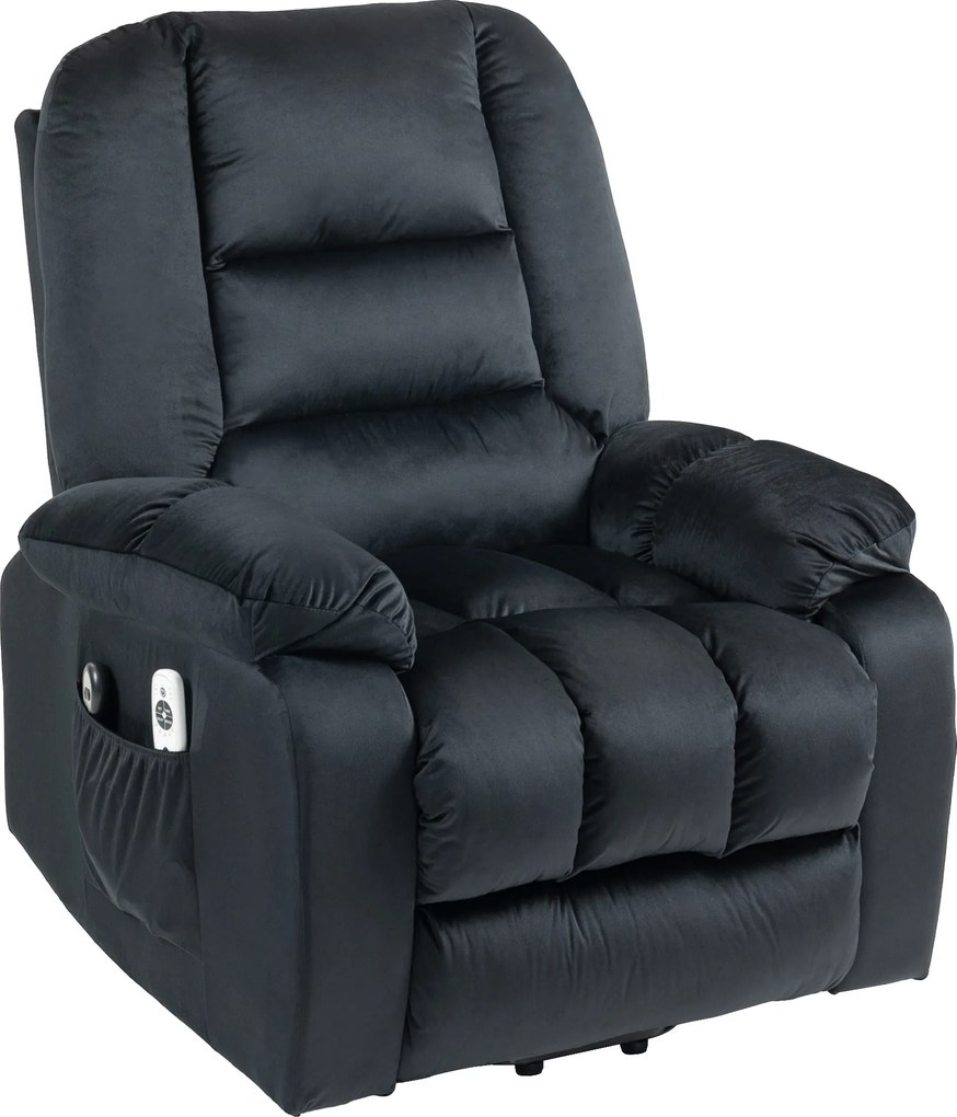 HOMCOM elektrické křeslo pro vstávání elektrické relaxační křeslo 8 bodů vibrační masáže 85 x 94 x 107 cm černá