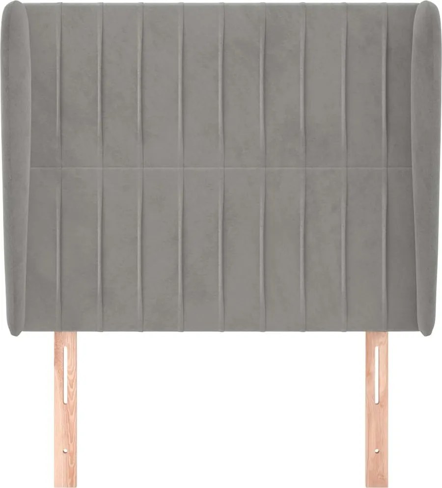 Čelo postele typu ušák světle šedé 93 x 23 x 118/128 cm samet 3118230