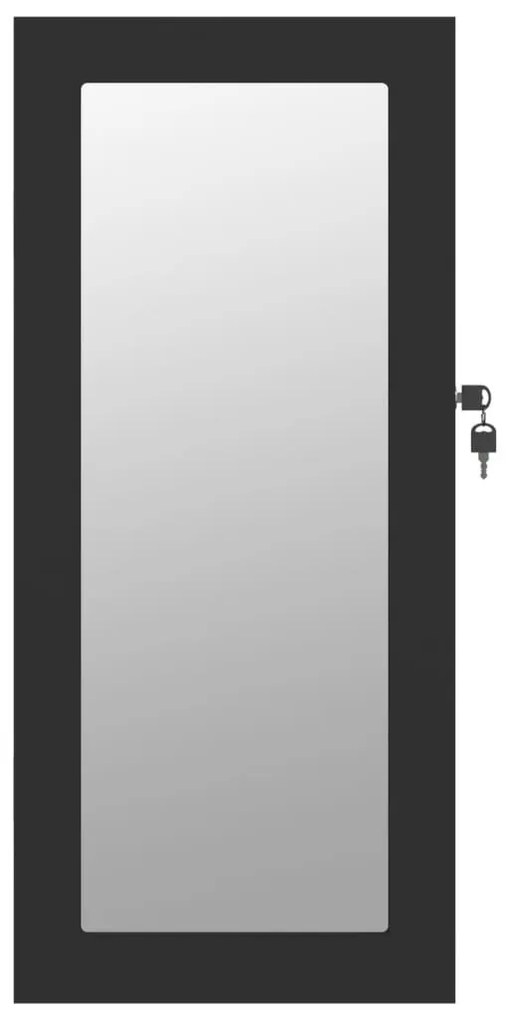 Zrcadlová šperkovnice nástěnná černá 30 x 8,5 x 67 cm - Default Title