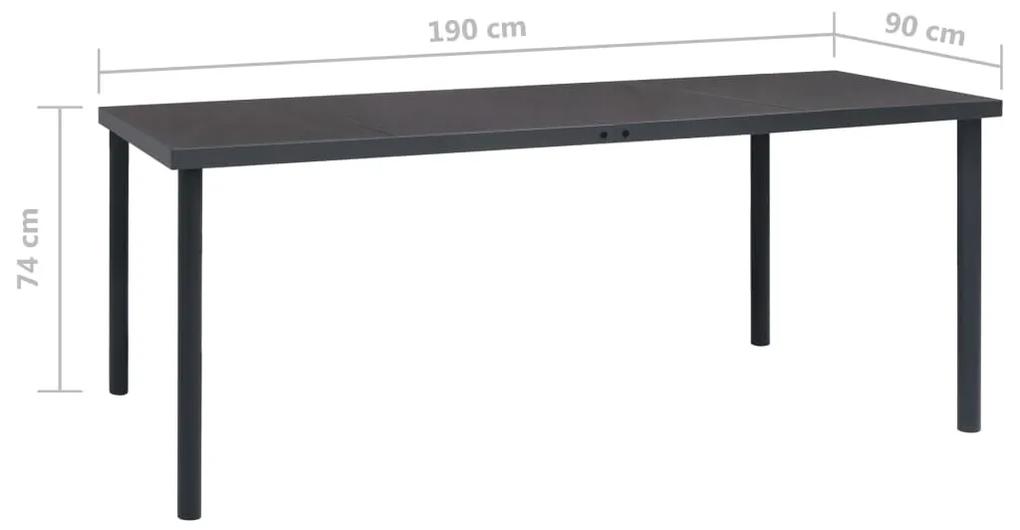 vidaXL Venkovní jídelní stůl antracitový 190 x 90 x 74 cm ocel