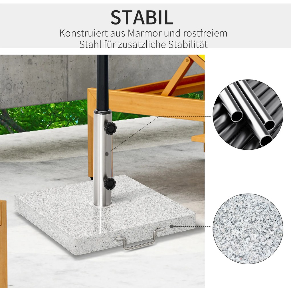 Outsunny mobilní stojan na slunečník 28kg mramor nerez 42x42x36cm stabilní podstavec pro slunečník na zahradu a terasu | Aosom.de