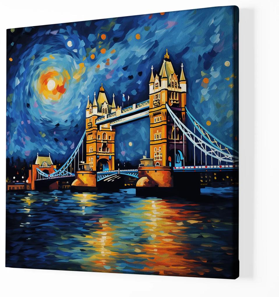 Obraz na plátně - Tower Bridge v Londýně v noci FeelHappy.cz Velikost obrazu: 100 x 100 cm