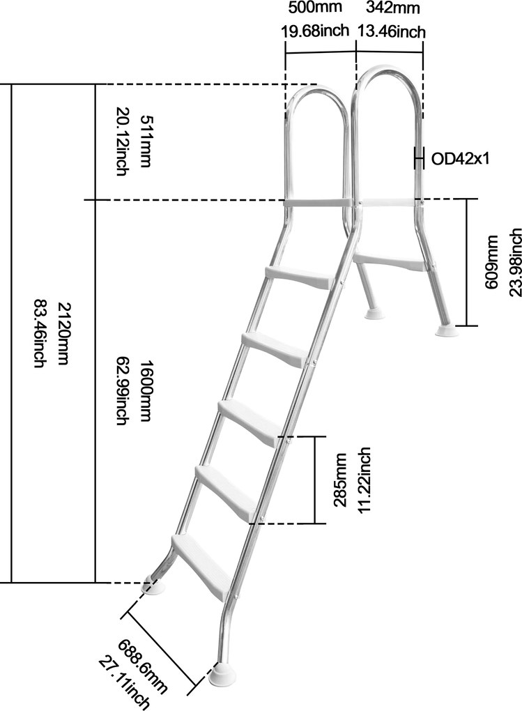 NEOVA Bazénové schůdky nerezová ocel 150 cm PL510