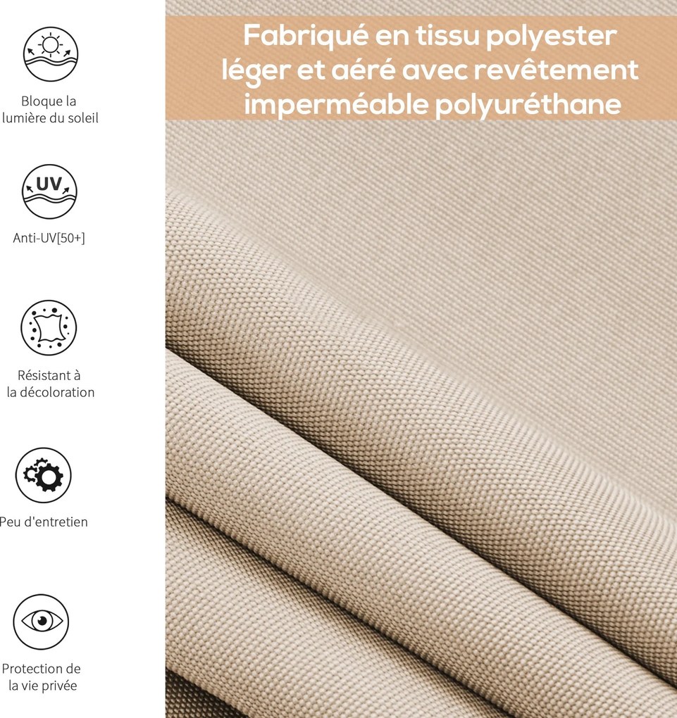 Outsunny Venkovní Rolovací Záclona 2,5 x 1,6 m Skladatelný Vertikální Sluneční Stín s Kličkou, Hliník a Polyester 280 g/m² UV50+ Ochrana pro Balkon, T
