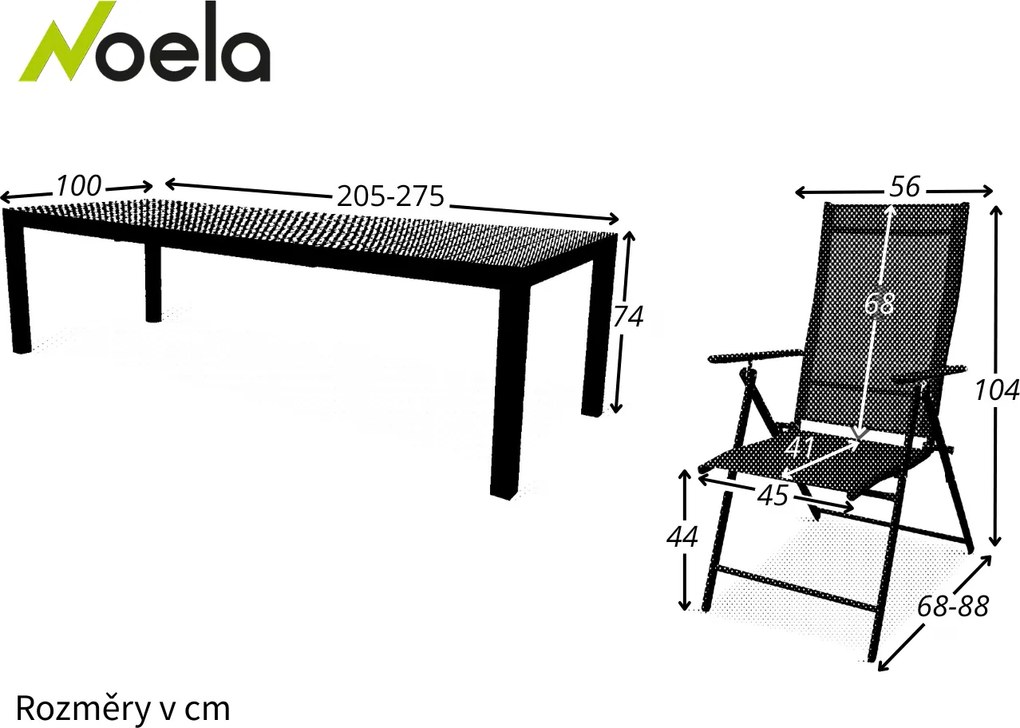 Noela Zahradní jídelní set Grande Pasto + 8x kovová židle Pia