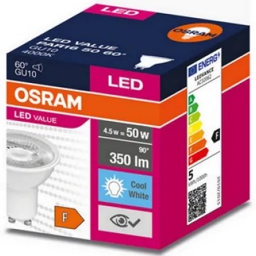 LED žárovka GU10 PAR16 OSRAM 4,5W (50W) neutrální bílá (4000K) reflektor 60°